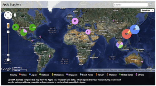 Map Shows Apple Component Supply Sources