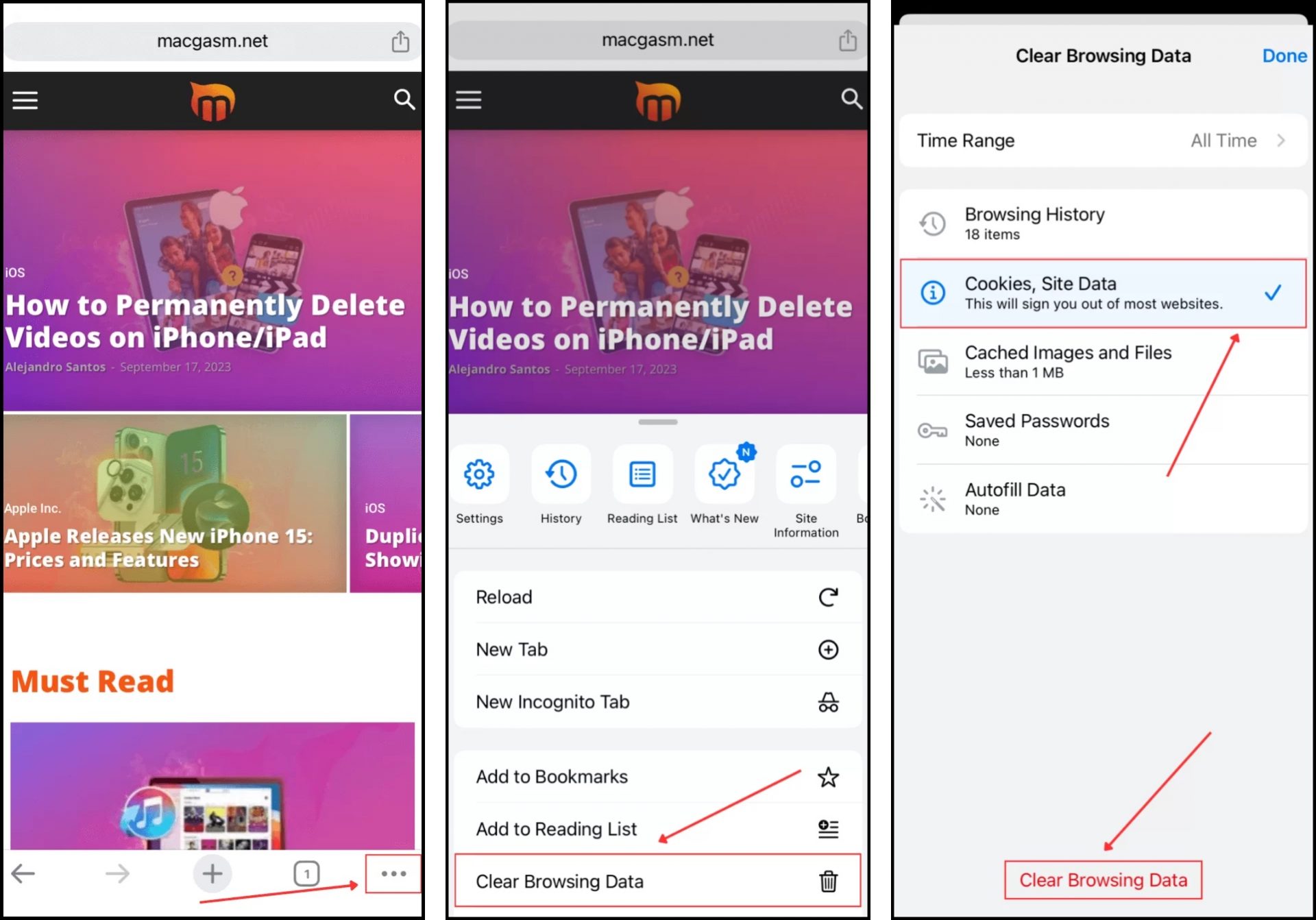 How to Clear Cache and Cookies on iPhone from Different Apps